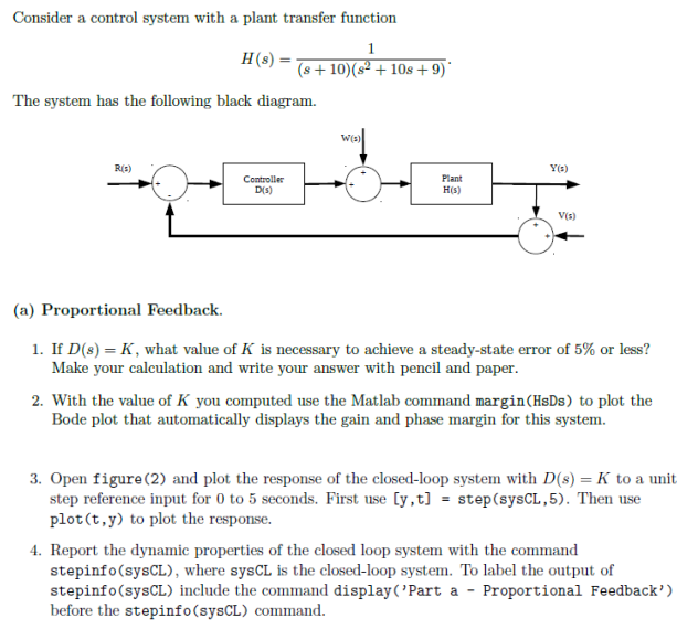 Consider a control system with a plant transfer | Chegg.com