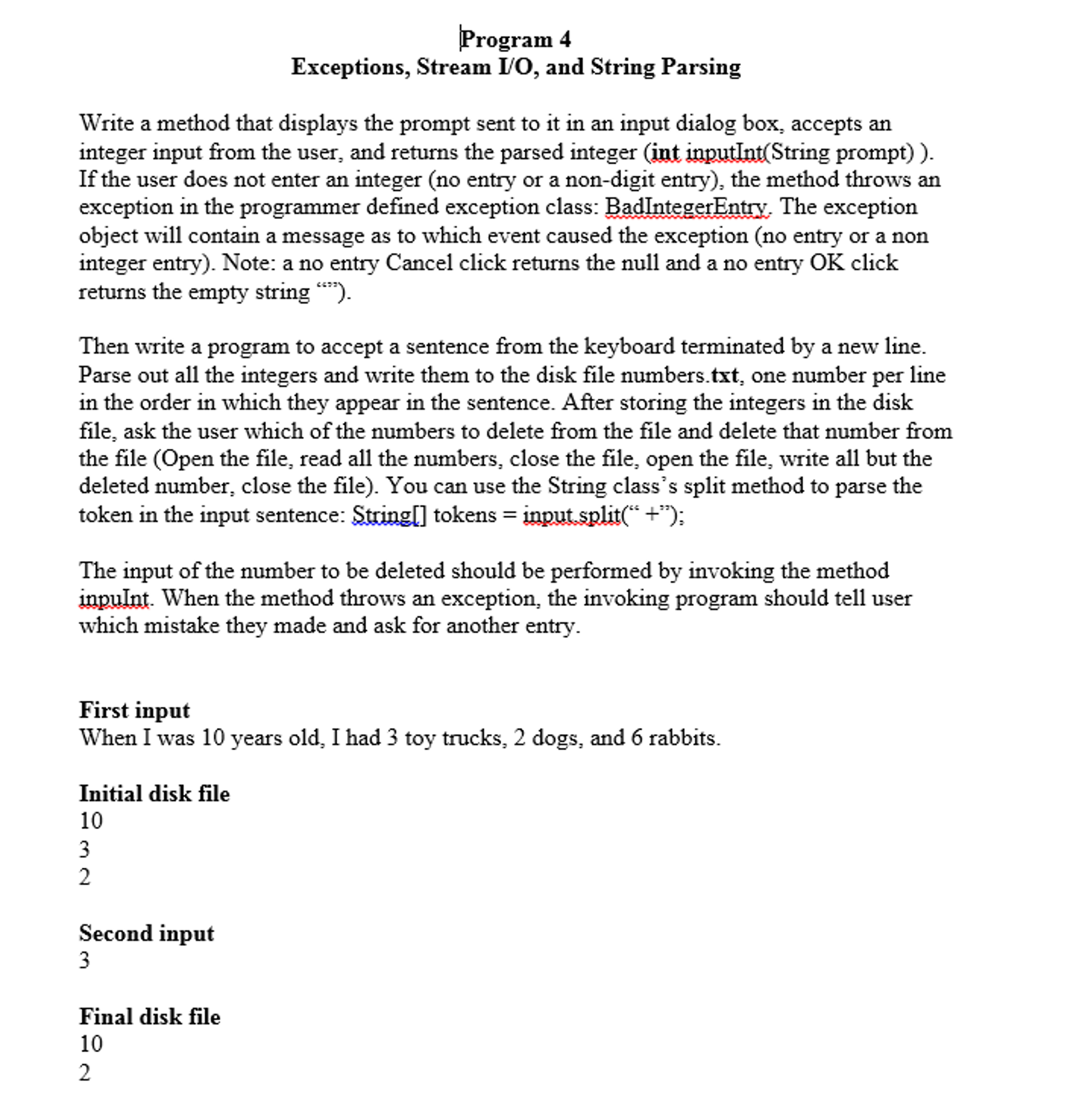 Need Help coding an Exceptions Java Program... The | Chegg.com
