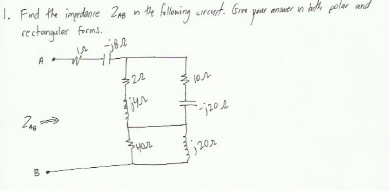 Solved Find the impedance Z AB in the following circuit. | Chegg.com