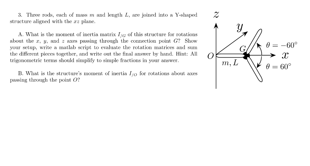 3. Three rods, each of mass m and length L, are | Chegg.com
