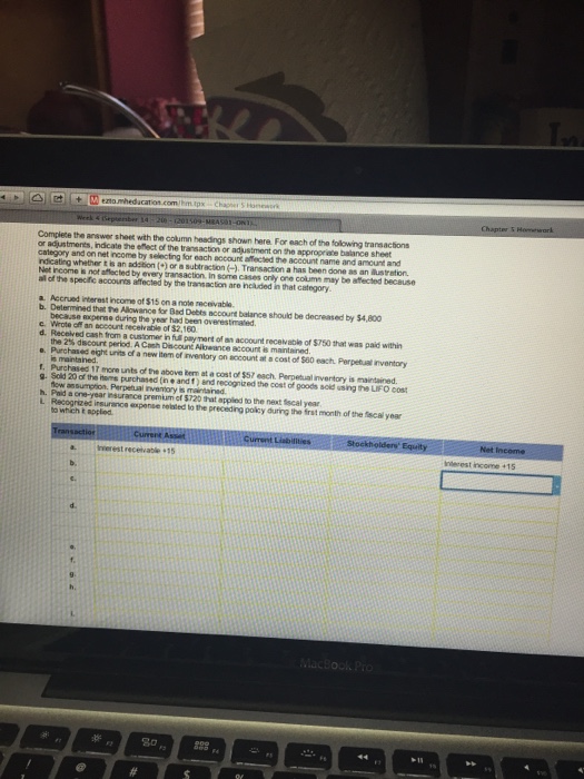 Solved Compiete the answer sheet with the column headings | Chegg.com