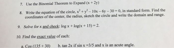 Solved Use the Binomial Theorem to Expand (x + 2y) Write | Chegg.com