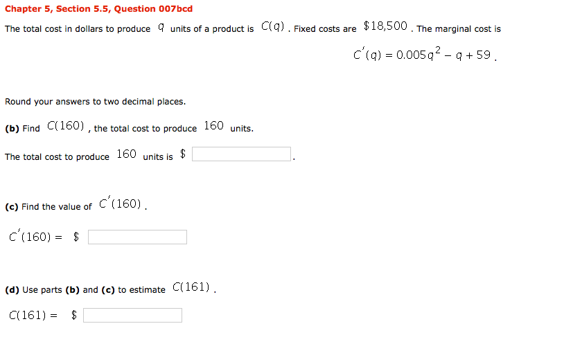 Solved Chapter 5, Section 5.5, Question 007bcd The total | Chegg.com