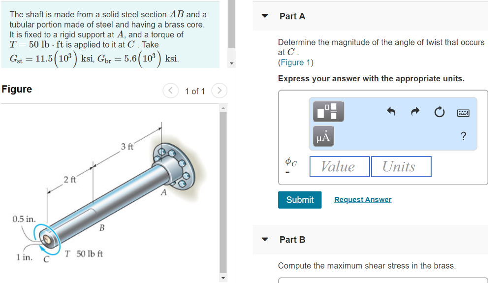 Solved The shaft is made from a solid steel section AB and a | Chegg.com