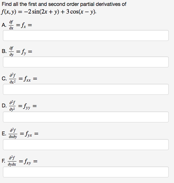 Solved Find all the first and second order partial | Chegg.com