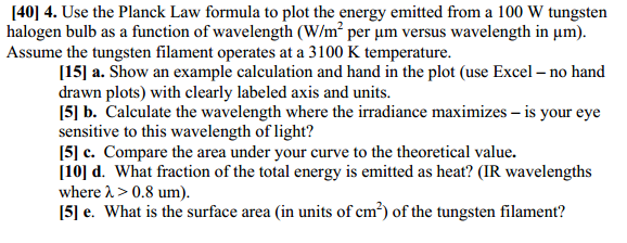 Solved Use the Planck Law formula to plot the energy emitted | Chegg.com