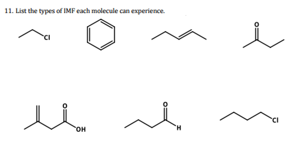 Solved List the types of IMF each molecule can experience. | Chegg.com