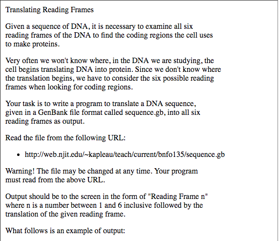 Translating Reading Frames Given a sequence of DNA, | Chegg.com
