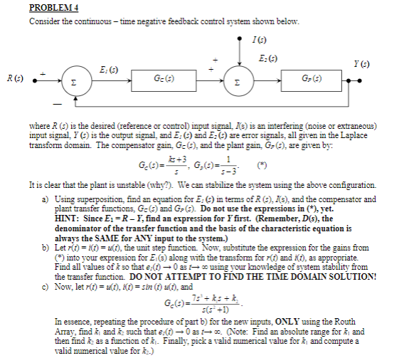 Solved PROBLEM 4 Consider the continuous-time negatitve | Chegg.com