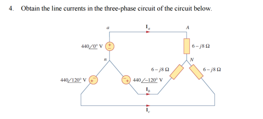 Solved Obtain the line currents in the three-phase circuit | Chegg.com