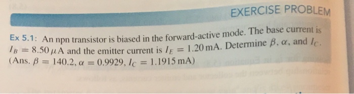 Solved An npn transistor is biased in the forward-active | Chegg.com