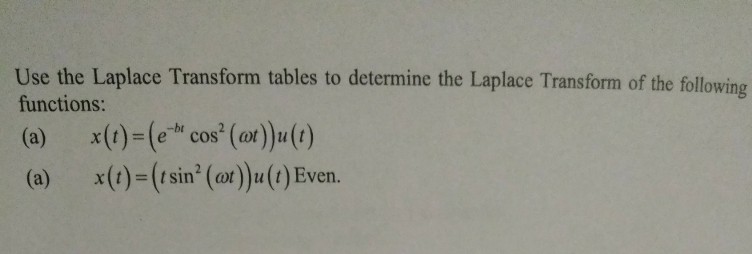 Solved Use the Laplace Transform tables to determine the | Chegg.com
