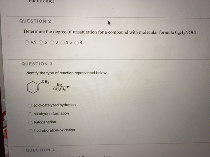 Solved Determine the degree of unsaturation for a compound | Chegg.com