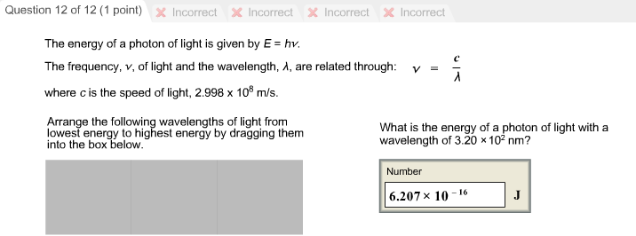 Solved The energy of a photon of light is given by E = hv. | Chegg.com