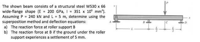 Solved The shown beam consists of a structural steel W530 x | Chegg.com