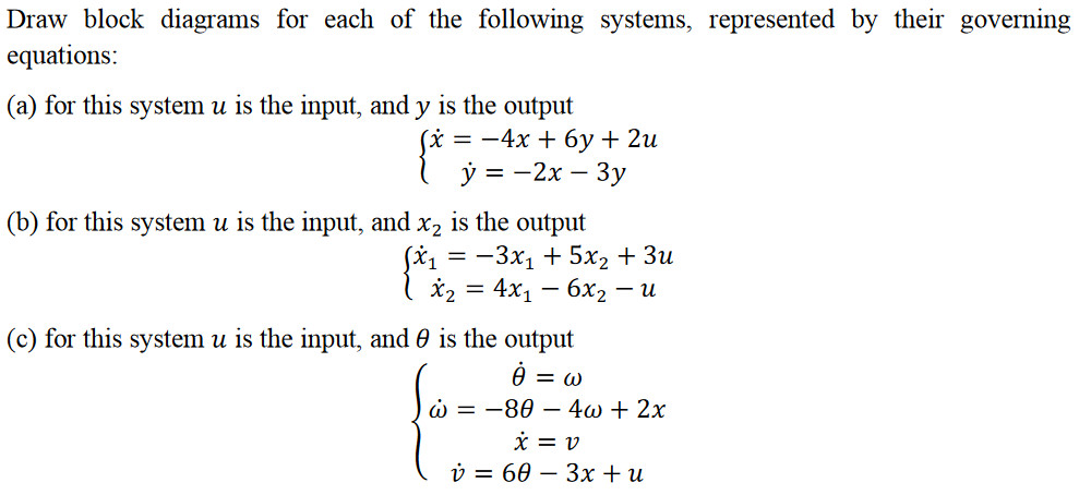 Solved Draw block diagrams for each of the following | Chegg.com