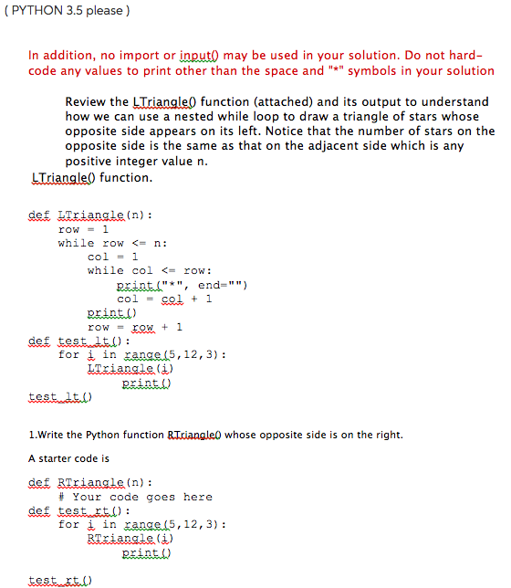 Solved (PYTHON 3.5 please) In addition, no import or input0 | Chegg.com