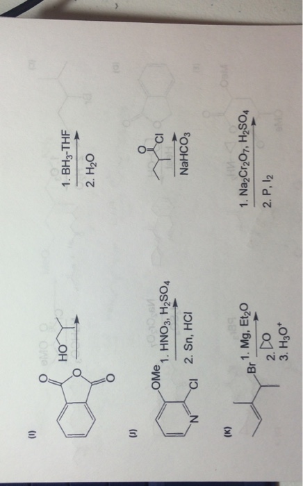 Solved 1. BH3-THF 2. H20 OMe 1. HNO3, H2SO4 NaHCO3 N CI 2. | Chegg.com