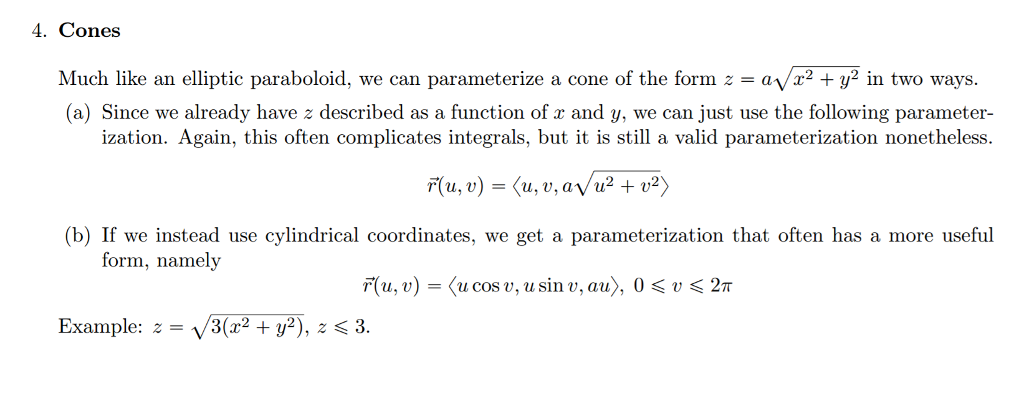 Solved For each example, state the parameterization that you | Chegg.com
