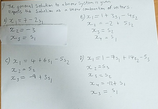 Solved The general solution to a linear system is given. | Chegg.com
