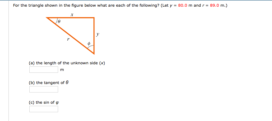 Solved For the triangle shown in the figure below what are | Chegg.com