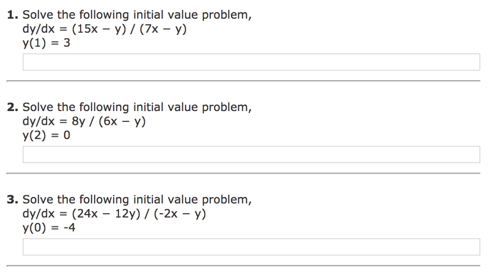 Solved Solve the following initial value problem, dy/dx = | Chegg.com