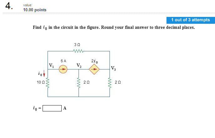 Solved Find i0 in the circuit in the figure. Round your | Chegg.com