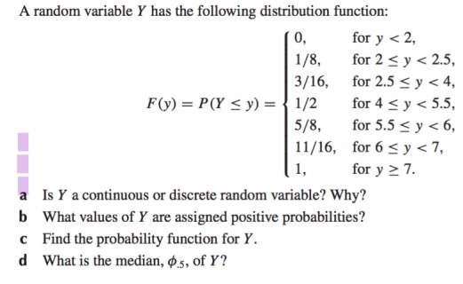 Solved A random variable Y has the following distribution | Chegg.com