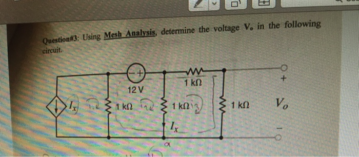 Solved Using Mesh Analysis, determine the voltage V_o in the | Chegg.com Solved Using Mesh Analysis, determine the voltage V_o in the | Chegg.com