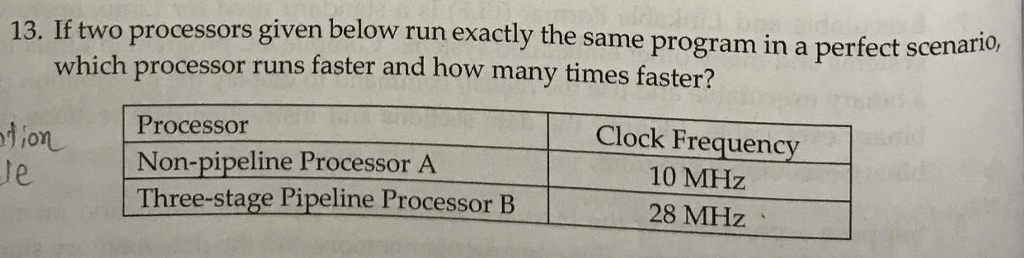 Solved If two processors given below run exactly the same | Chegg.com