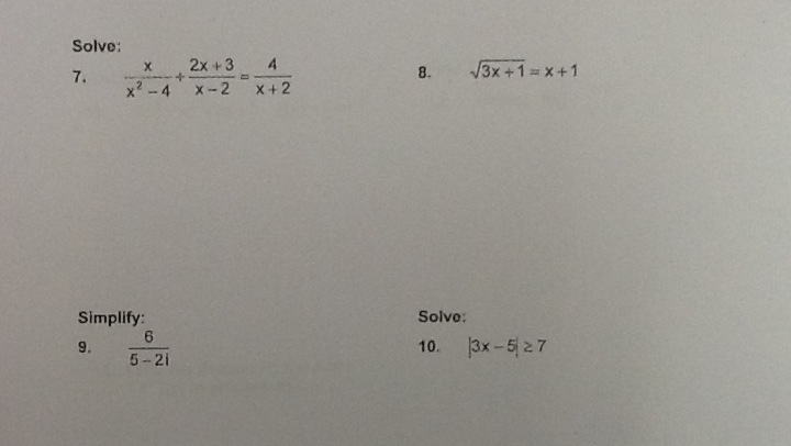 Solved Solve: Simplify: Solve: | Chegg.com