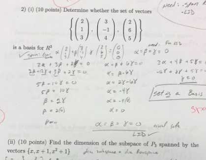 Solved Determine whether the set of vectors {(2 1 3), (3 -1 | Chegg.com