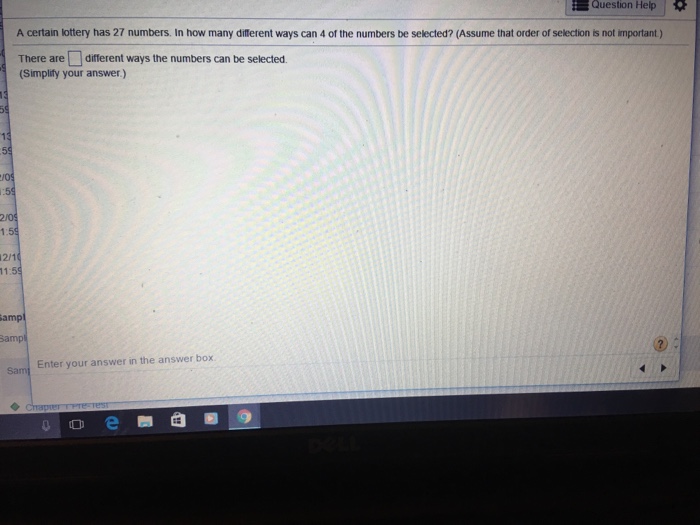 Solved A certain lottery has 27 numbers. In how many | Chegg.com