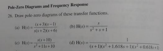 Solved Pole-Zero Diagrams and Frequency Response Draw | Chegg.com
