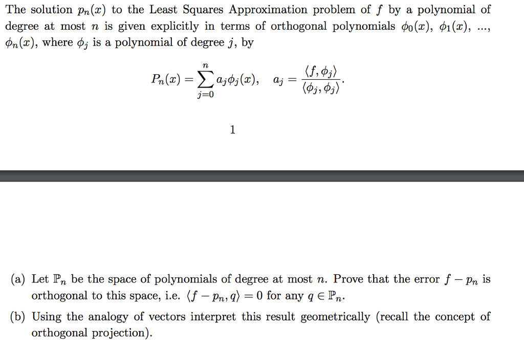 Solved The solution pn(x) to the Least Squares Approximation | Chegg.com