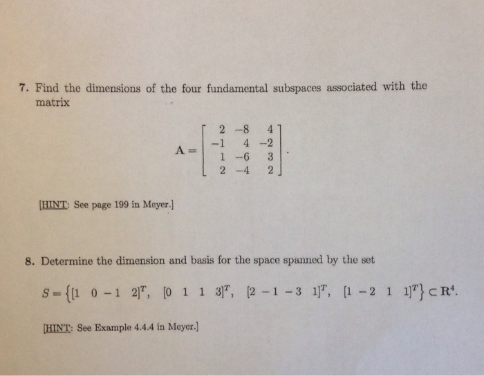 7. Find the dimensions of the four fundamental | Chegg.com