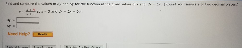 Solved Find and compare the values of dy and Ay for the | Chegg.com