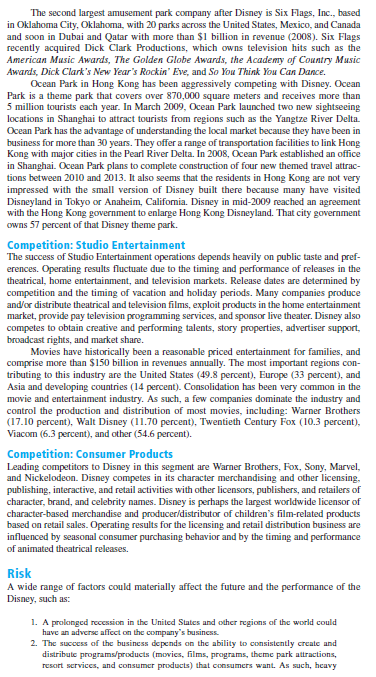 Solved Read the Walt Disney Company-2009 case and analyze | Chegg.com