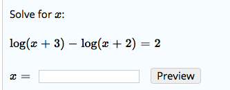 Solved Solve for x: log( 3)-log(z + 2) = 2 Preview | Chegg.com