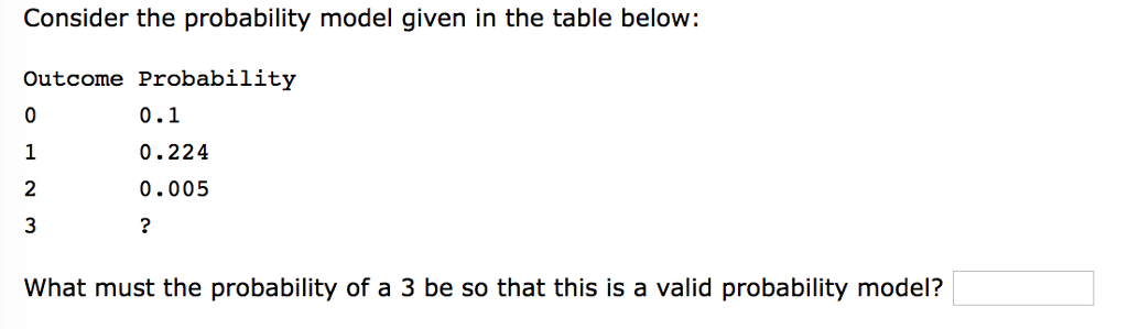 Solved Consider the probability model given in the table | Chegg.com