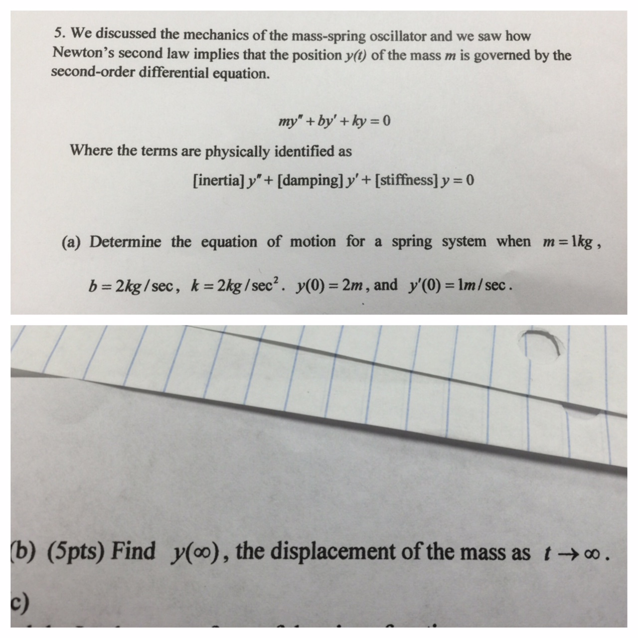 Solved 5. We discussed the mechanics of the mass-spring | Chegg.com