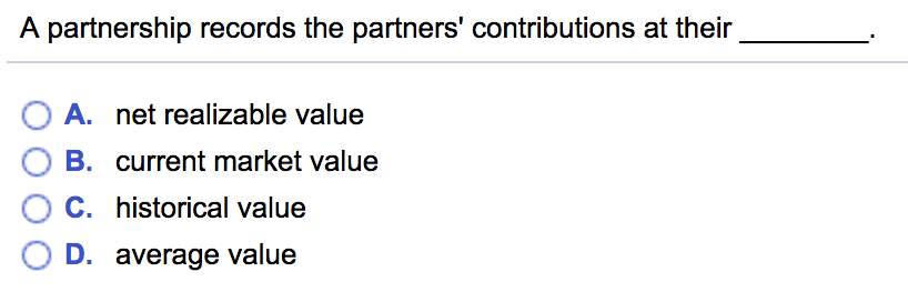 Solved A partnership records the partners' contributions at | Chegg.com