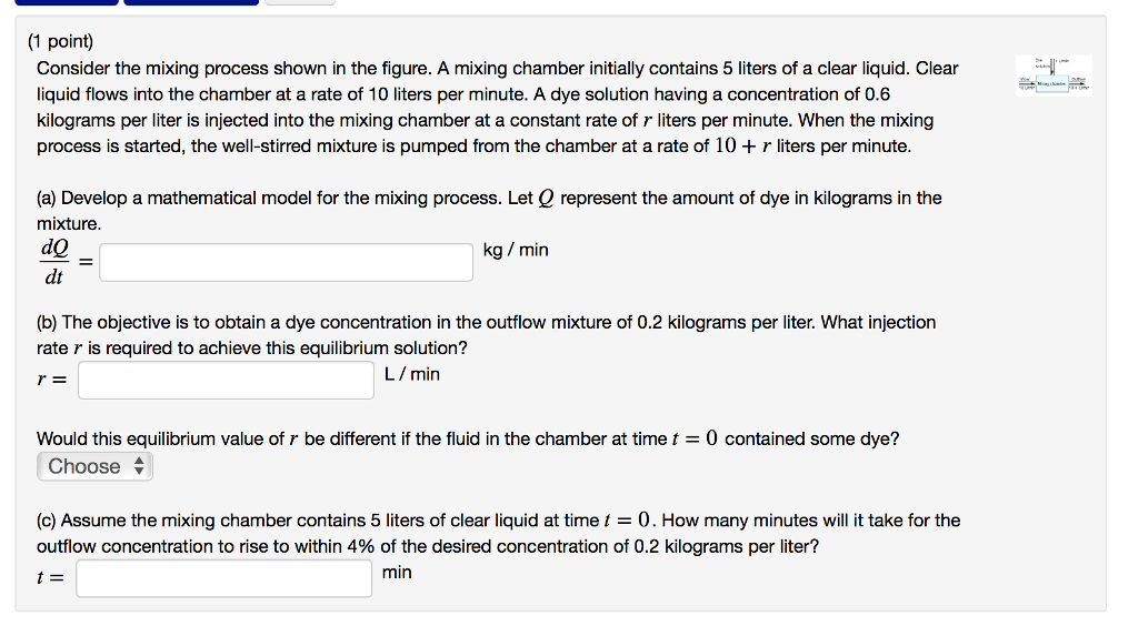 Solved (1 point) Consider the mixing process shown in the | Chegg.com