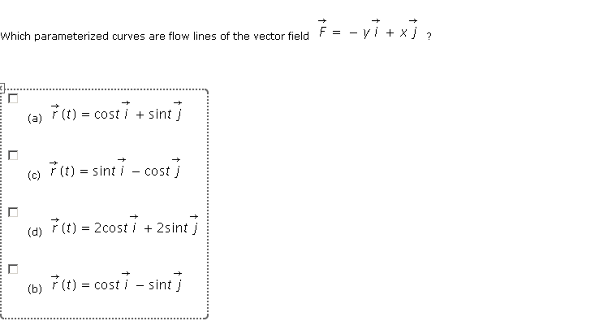 Solved Which parameterized curves are flow lines of the | Chegg.com