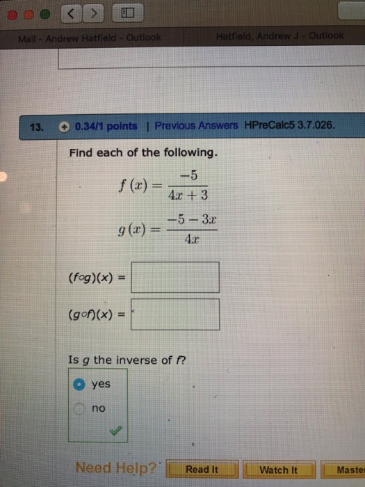 Solved Find each of the following. f(x) = -5/4x + 3 g(x) = | Chegg.com