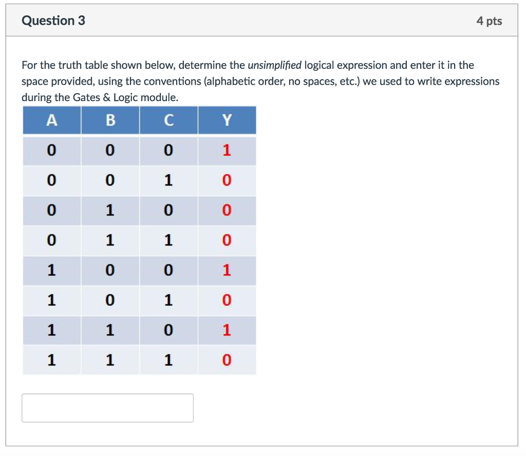 Solved For the truth table shown below, determine the | Chegg.com