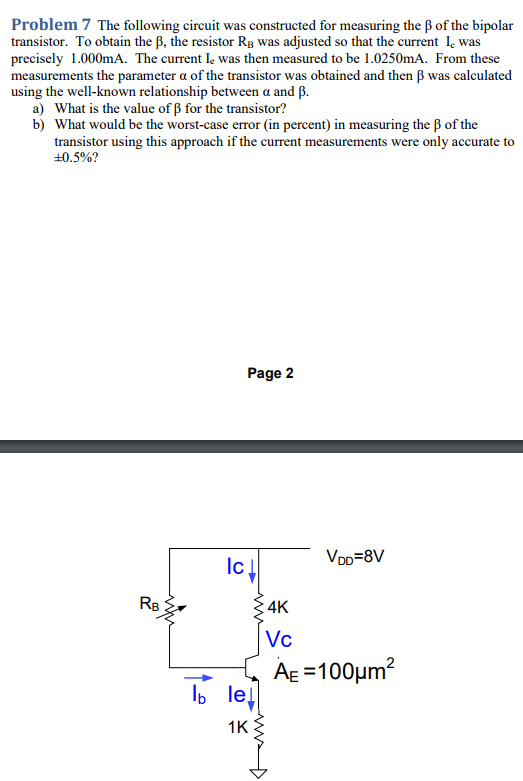 Solved Problem 7 The following circuit was constructed for | Chegg.com