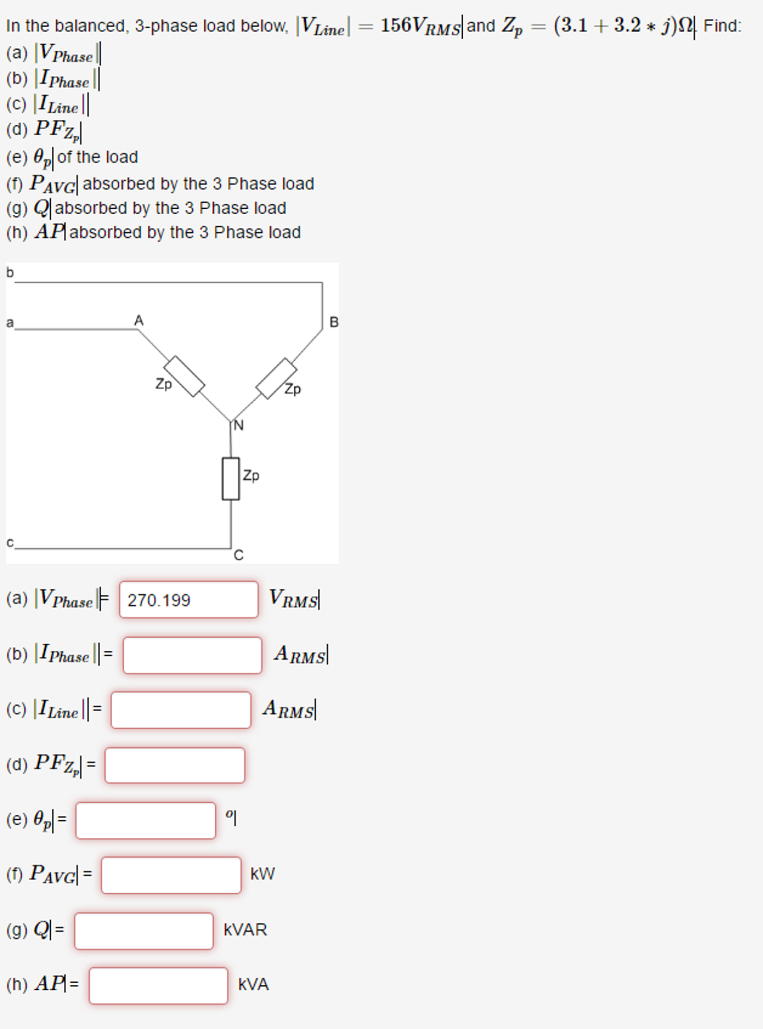 Solved In the balanced. 3-phase load below, |V_Line| = 156 | Chegg.com