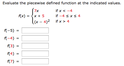 Solved Evaluate the piecewise defined function at the | Chegg.com
