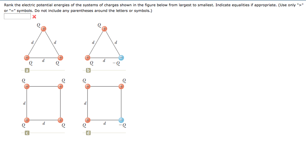 Solved Rank the electric potential energies of the systems | Chegg.com